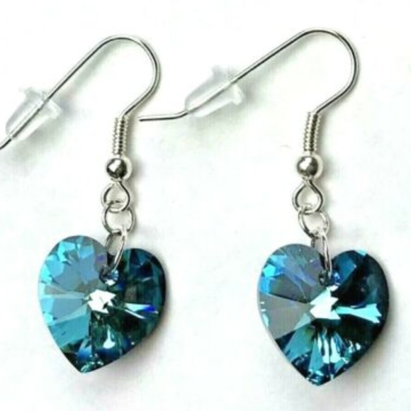 Jewelry | Swarovski Crystal Elements Heart Earrings Sterling | Poshmark